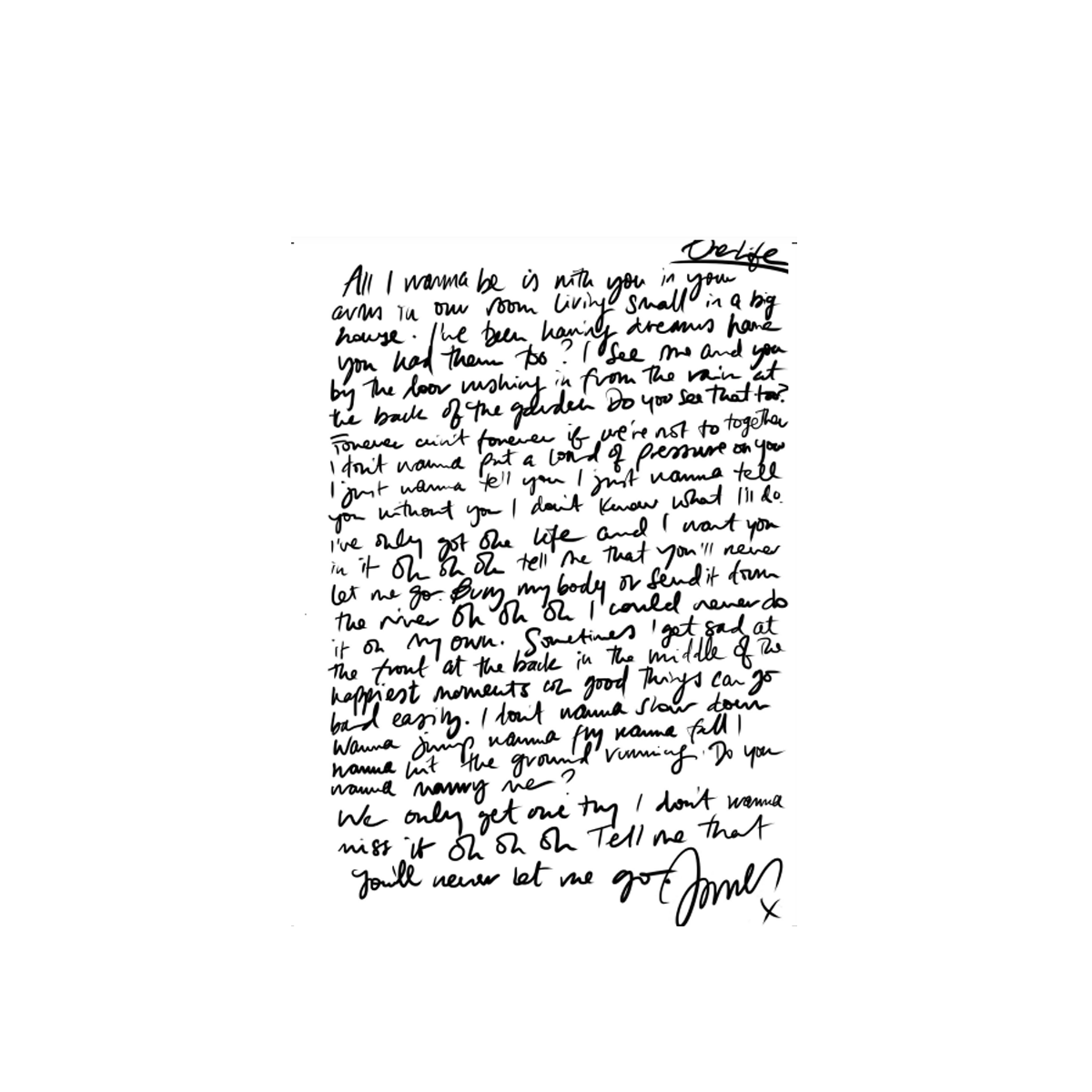 Lyric Sheet - James Bay